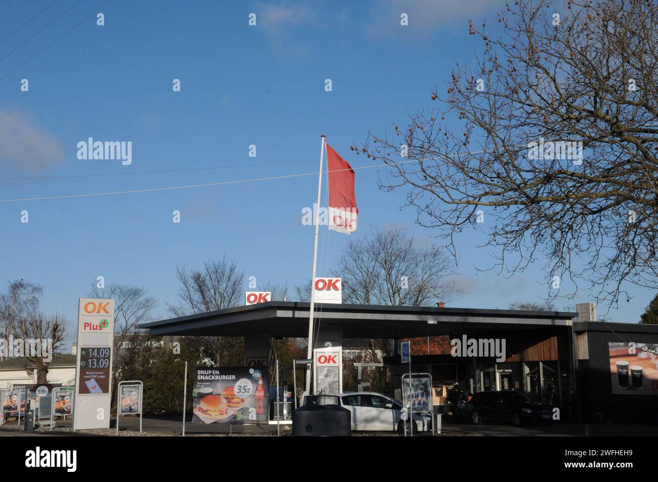 Copenhagen, Denmark /31 January 2024/. OK petrol station in danish ...