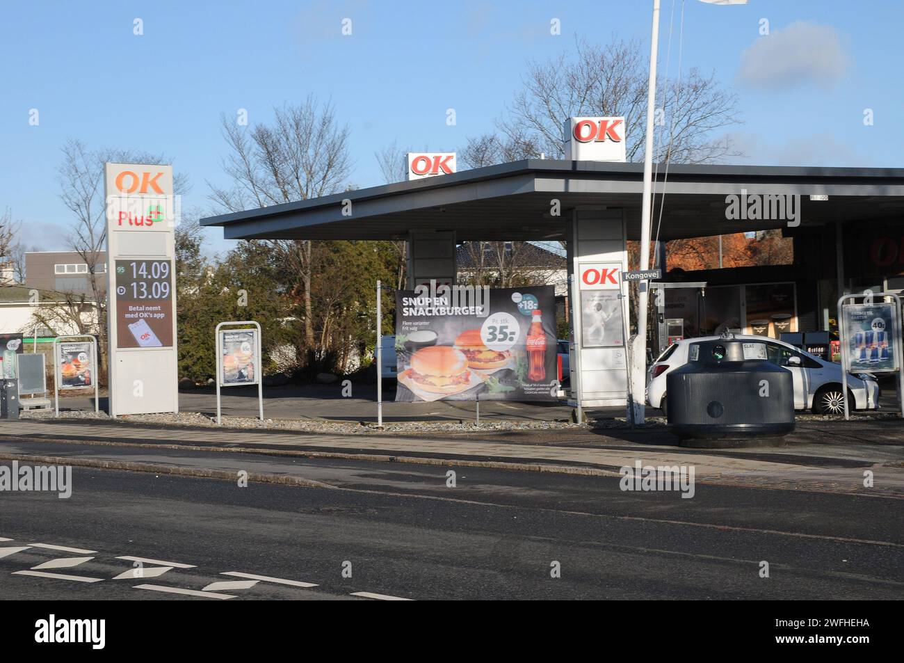 Copenhagen, Denmark /31 January 2024/. OK petrol station in danish ...