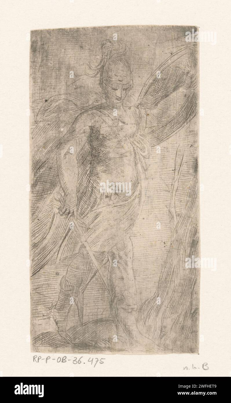 Woman with sword and shield, possibly minerva, schiavone (attributed to ...