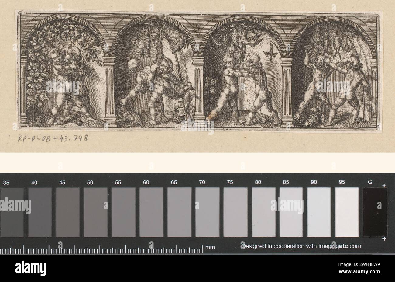 Wrestling putti with plants and dead animals, Antoine Jacquard ...