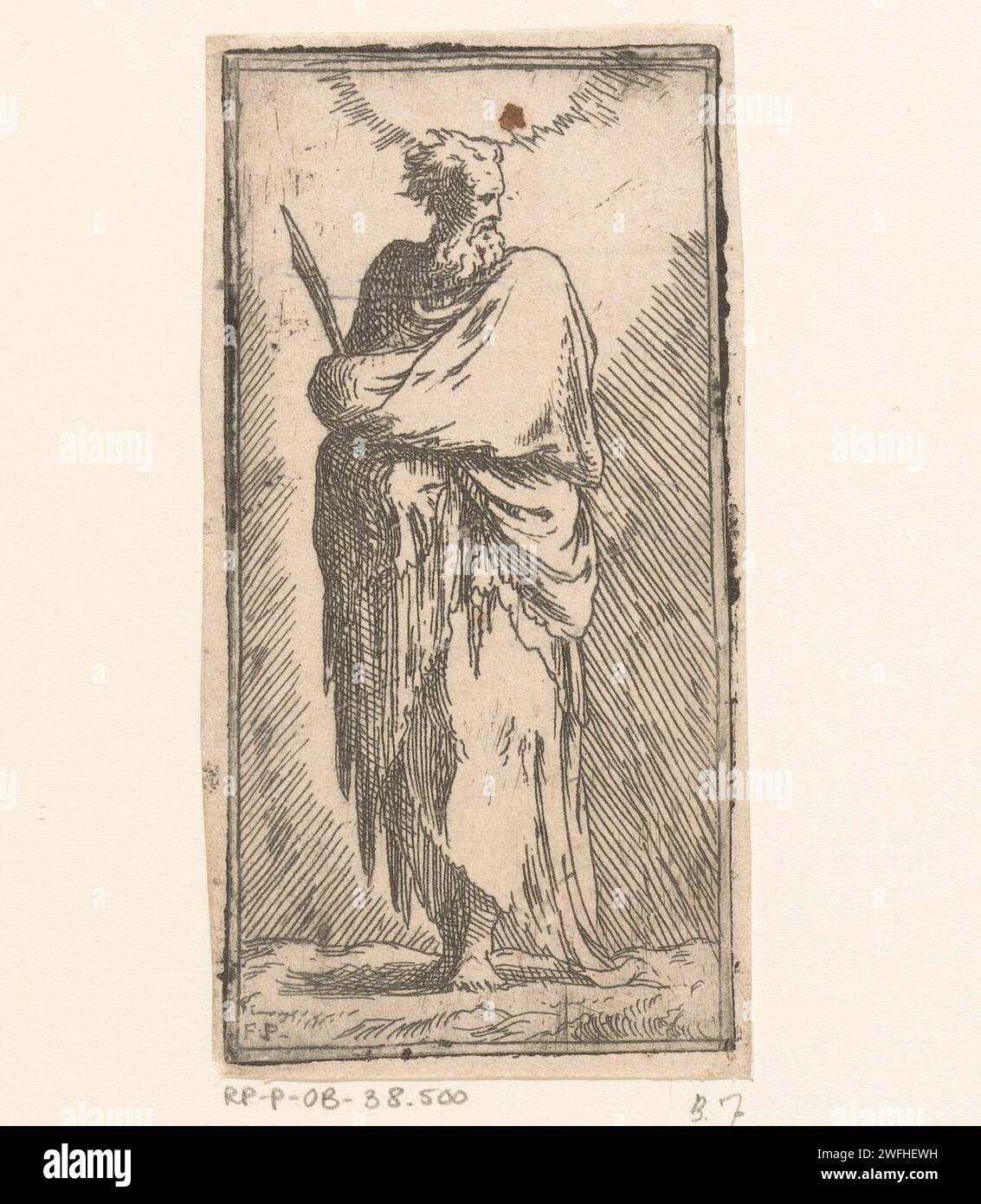 The holy Bartolomeus, monogrammist FP (Italy; 16th century), after Parmigianino, c. 1500 - c ...