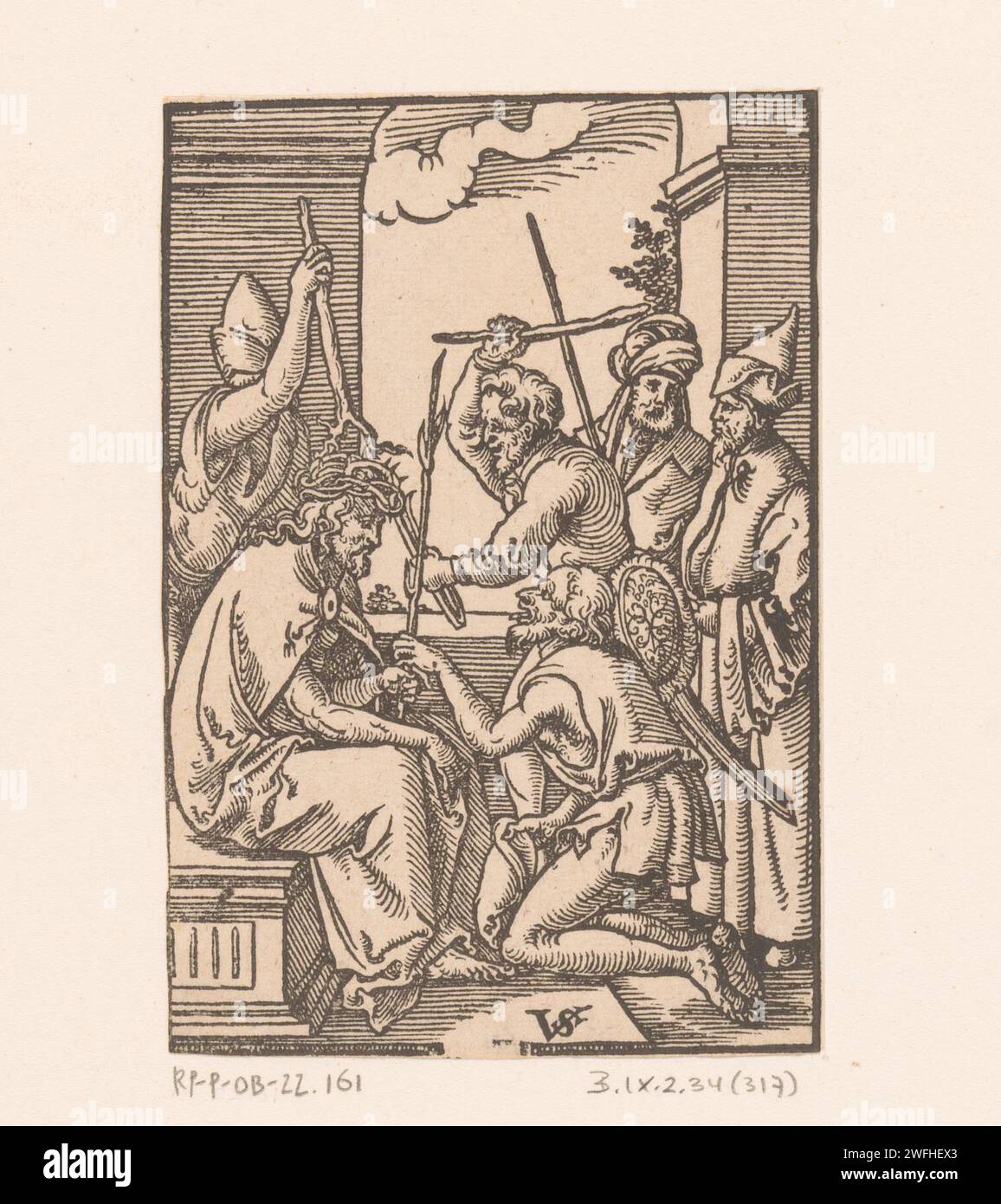 Doornenkroning, Virgil, 1552 print Nuremberg paper the crowning with thorns: soldiers with ...