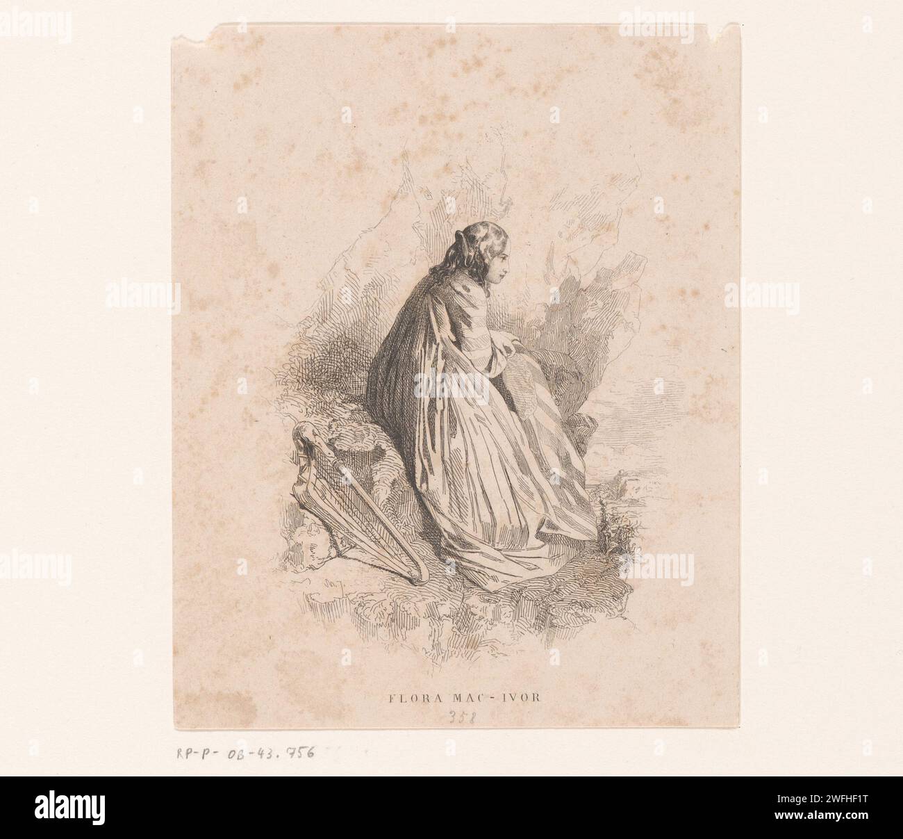 Woman with Lier on a Rock, Charles Emile Jacque, 1844 print France ...