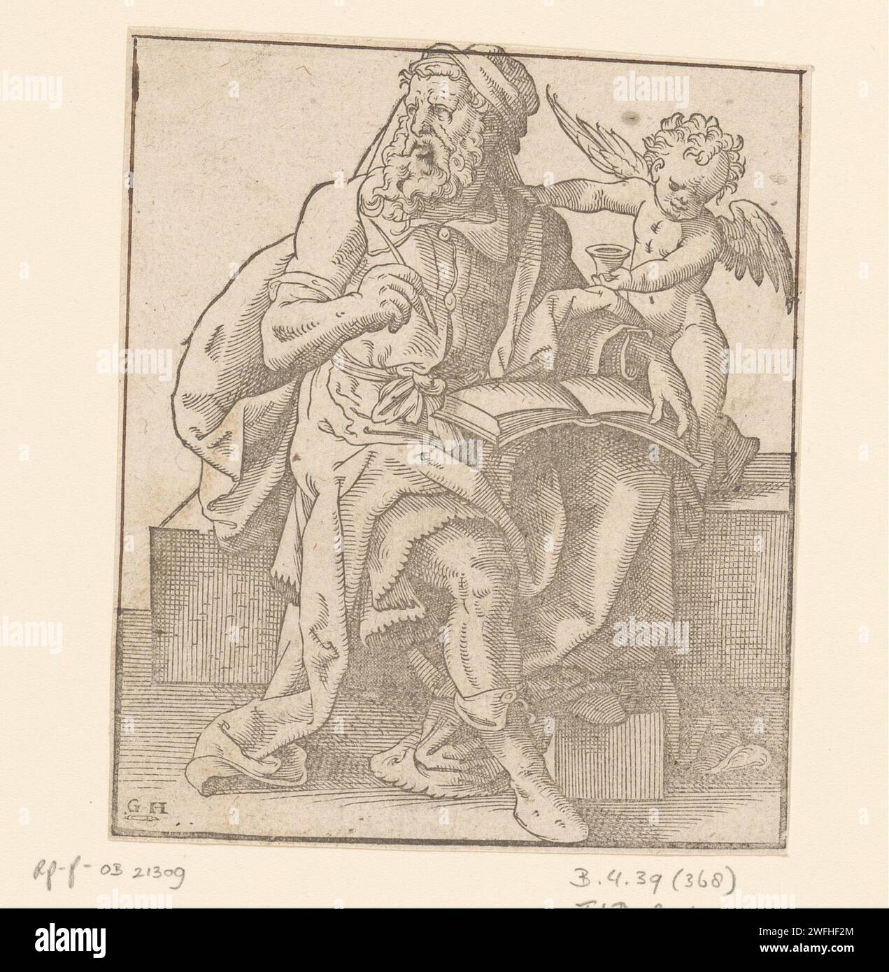 Evangelist Matthew Writing, monogram missist GH (16th century), Jost ...