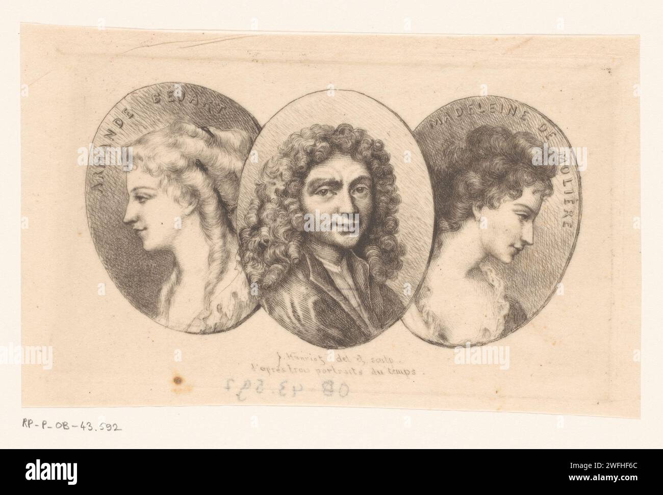 Medallions puts Portretten van Armane Béjart, Jean Baptiste Poquelin ...