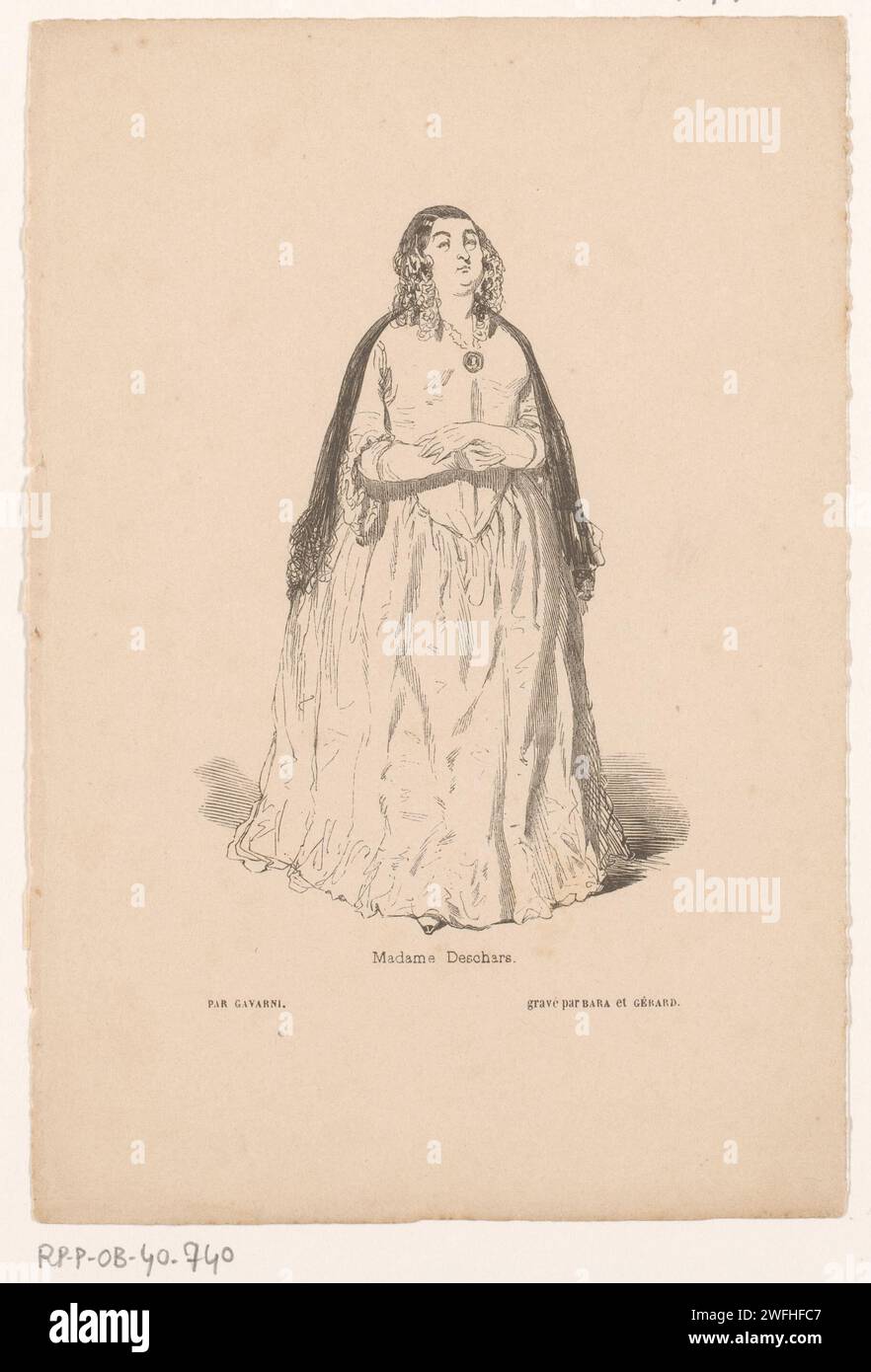 Bordeelhoudster Madame Deschars, Paul Gavarni, 1840 - 1842 print Paris ...