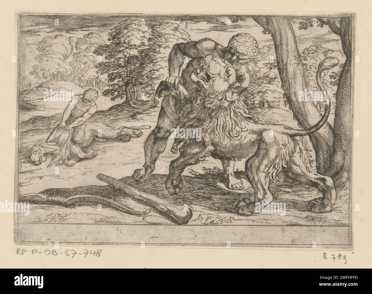 Hercules and the Nemean Lion, Antonio Tempesta, 1608 print Hercules strangles the Nemean lion ...