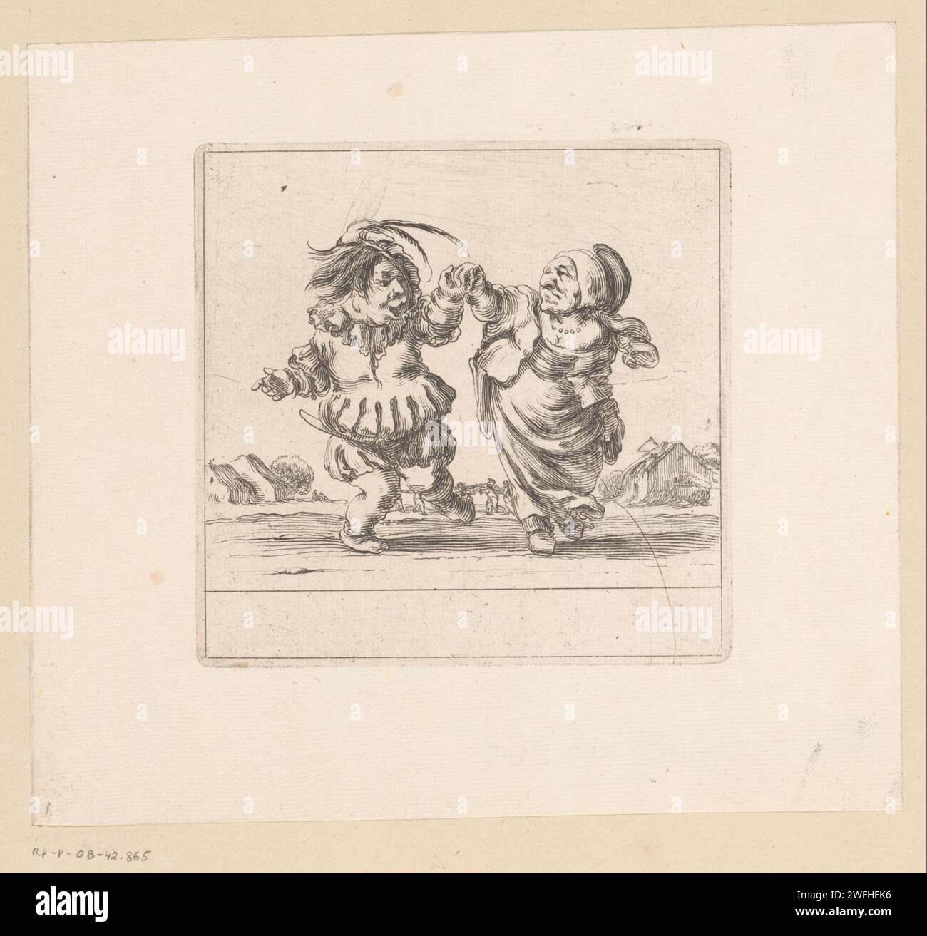 Caricature of a dancing couple, François Collignon, after Stefano della ...