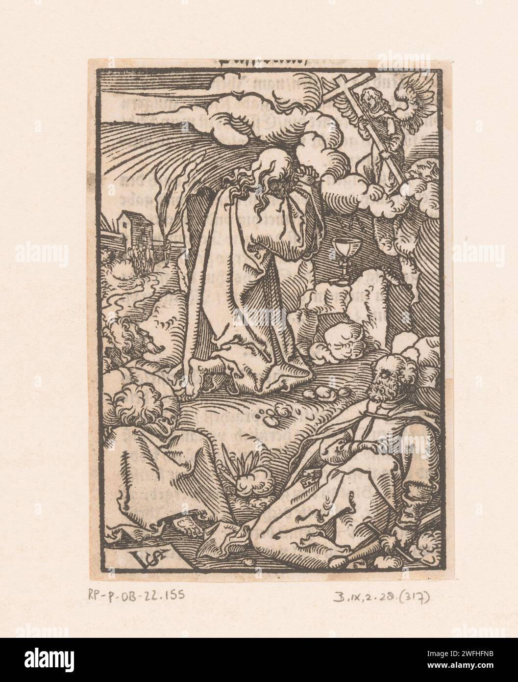 Christ in the Hof van getemane, Virgil, 1552 print Nuremberg paper ...