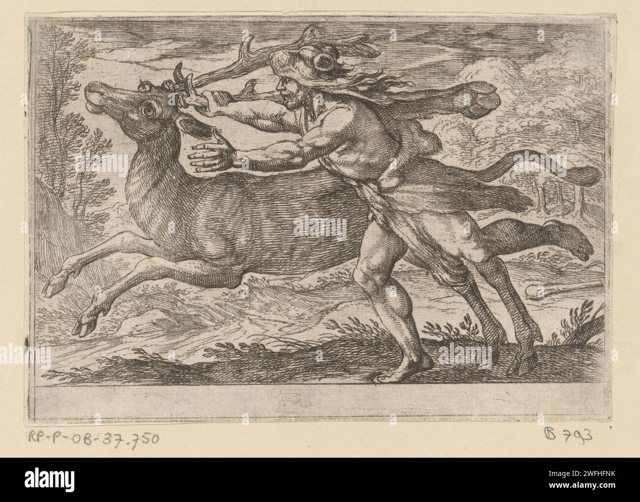 Hercules catches the Arcadian deer, Antonio Tempesta, 1608 print ...