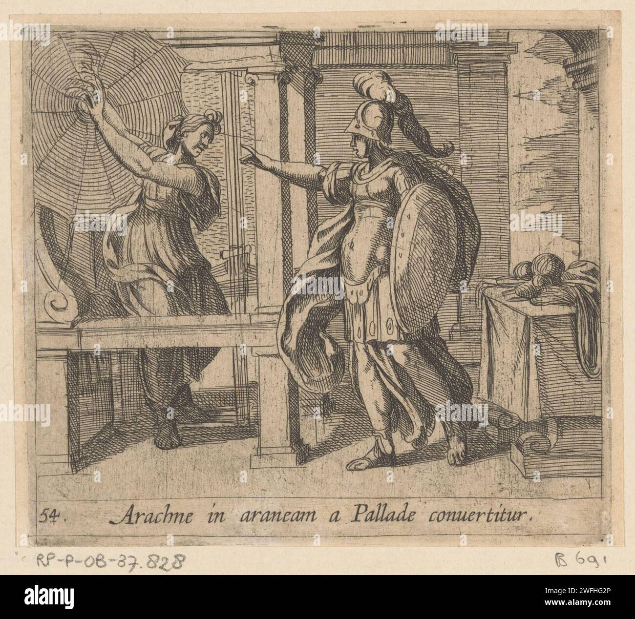 Minerva turns Arachne into a spin, Antonio Tempesta, 1606 print Minerva ...
