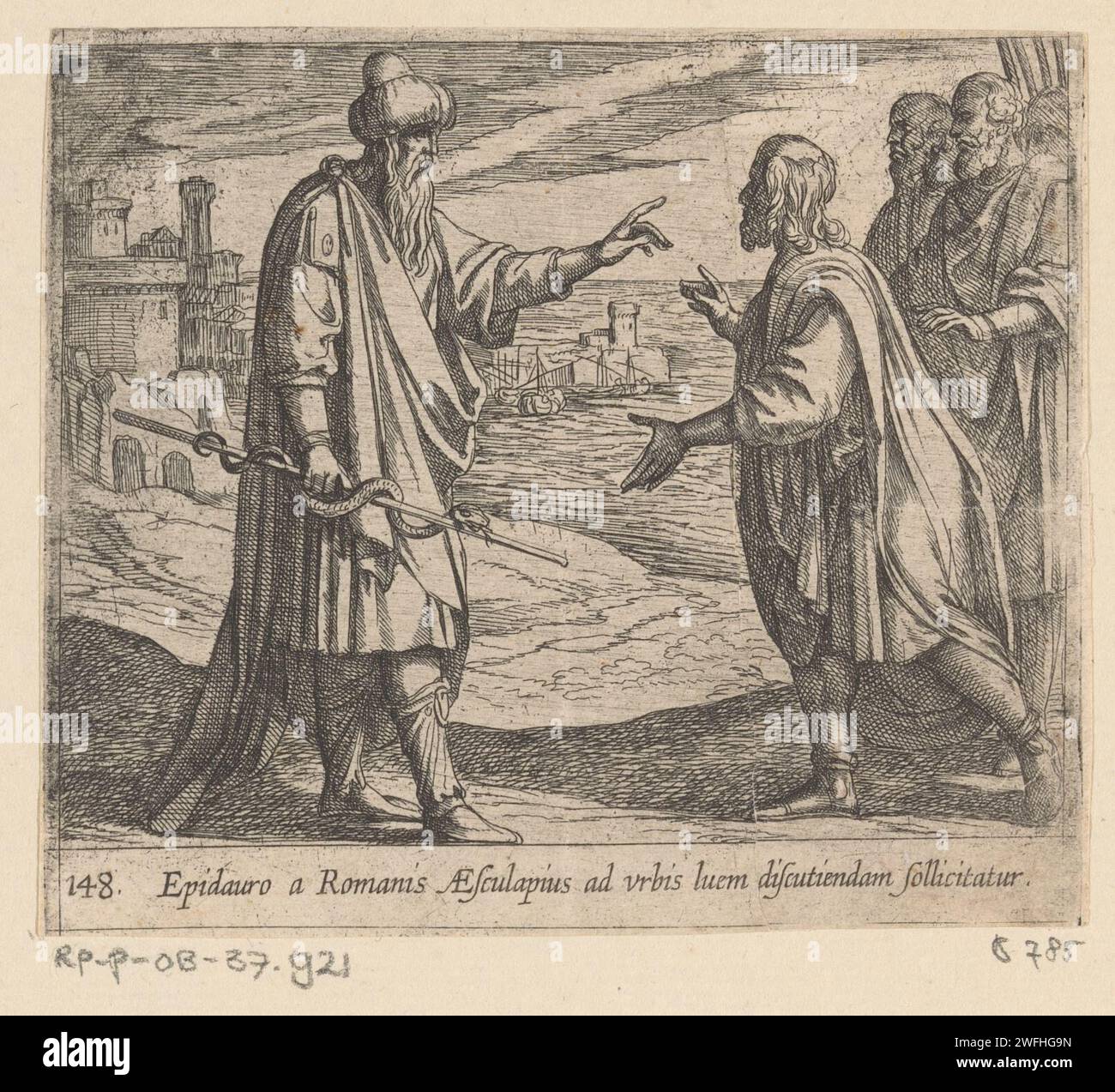 Aesculapius speaks against the Romans, Antonio Tempesta, 1606 print The ...