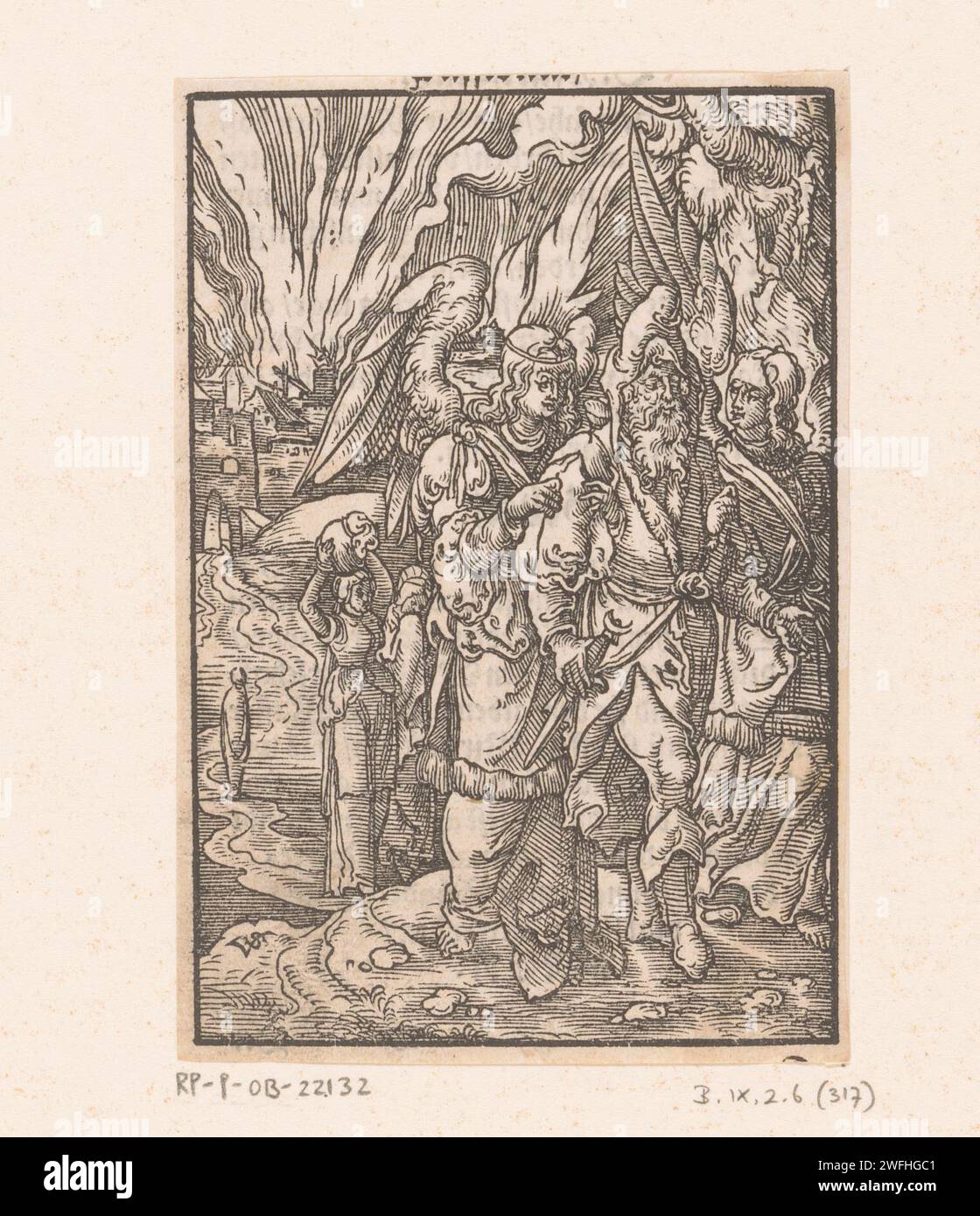 Lot and his daughters leave the burning Sodom, Virgilius Solis, 1552 ...