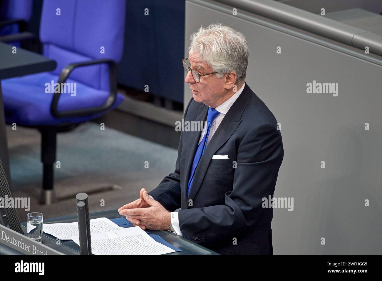 Sportjournalist Marcel Reif spricht am Mittwoch 31.01.2024 in der ...