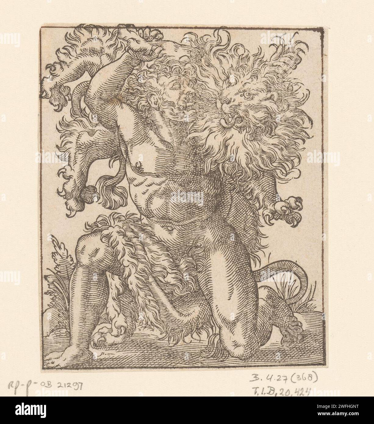 Hercules in fight with the Nemean Lion, Anonymous, Jost Amman, 1580 ...