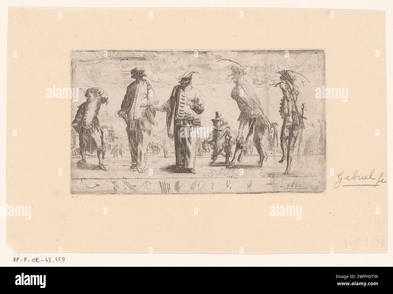 Six figures from the Commedia del Arte, Gabriel (ca. 1630), 1632 print ...
