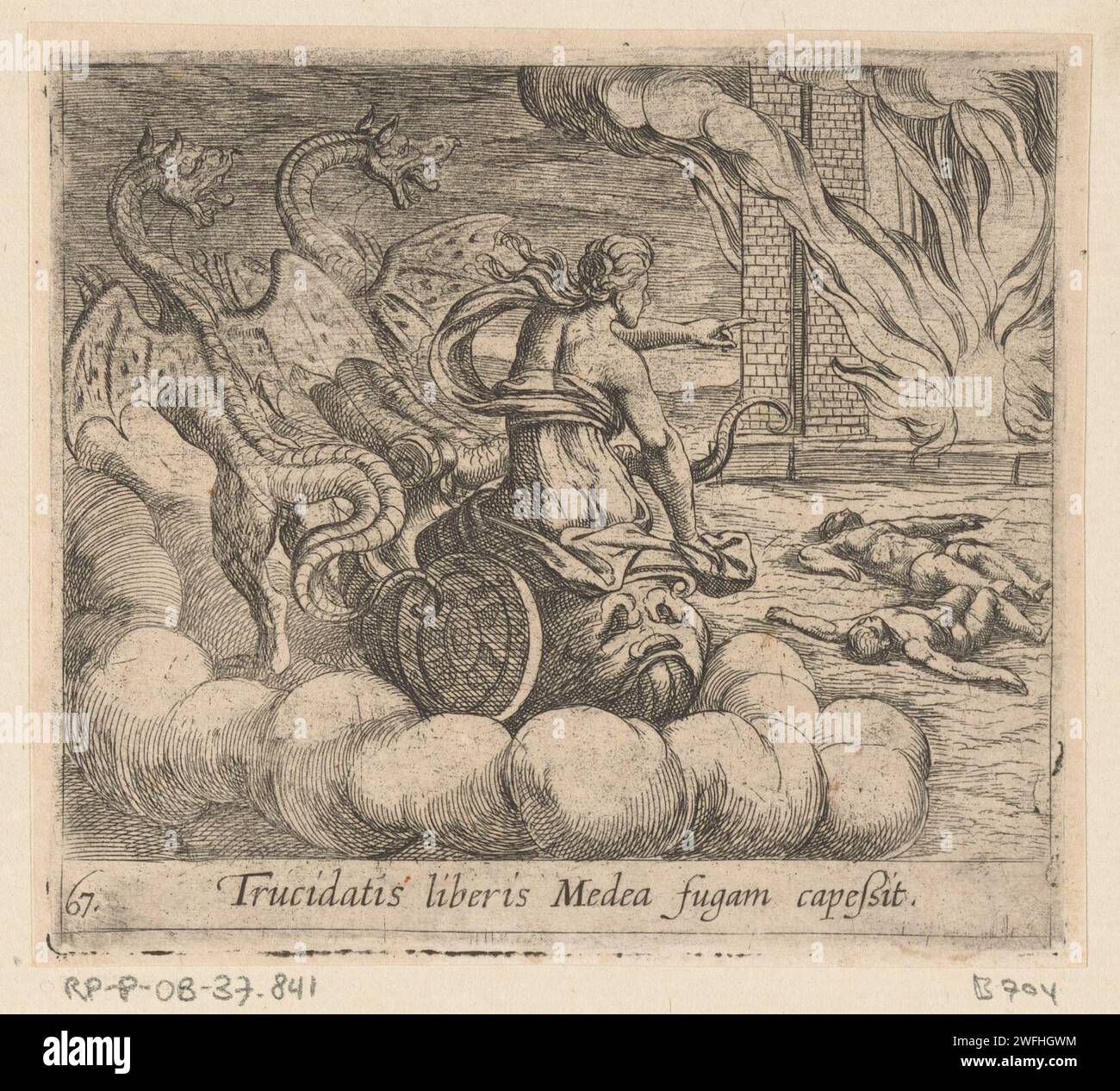 Medea destroys family and house of Jason, Antonio Tempesta, 1606 print ...