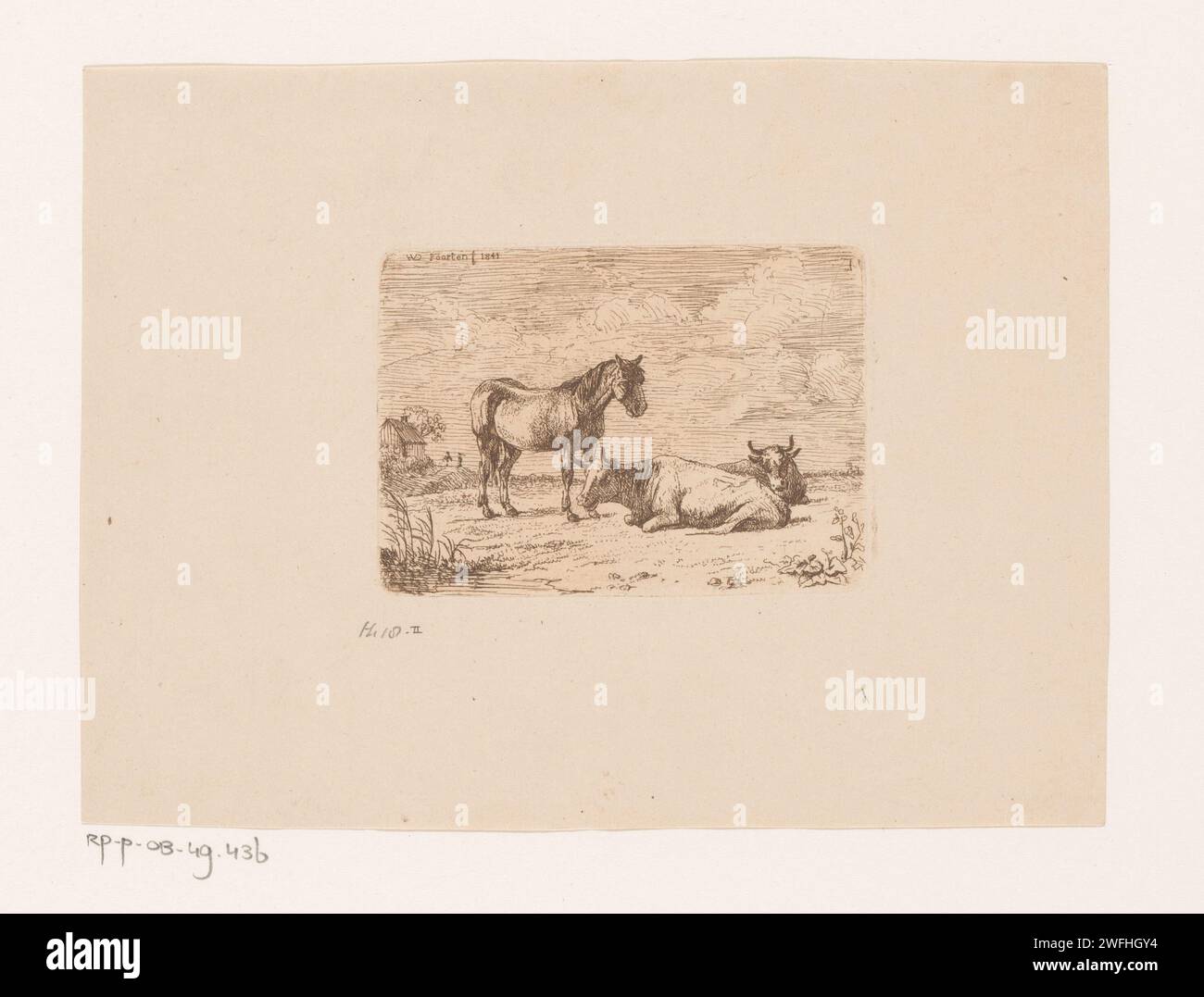 Horse and two cattle, Hendrik Jozef Franciscus van der Poorten, 1841 ...