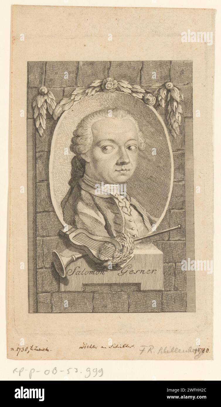 Portrait van Salomon Gessner, Johann Rudolph Schellenberg, 1750 - 1806 ...