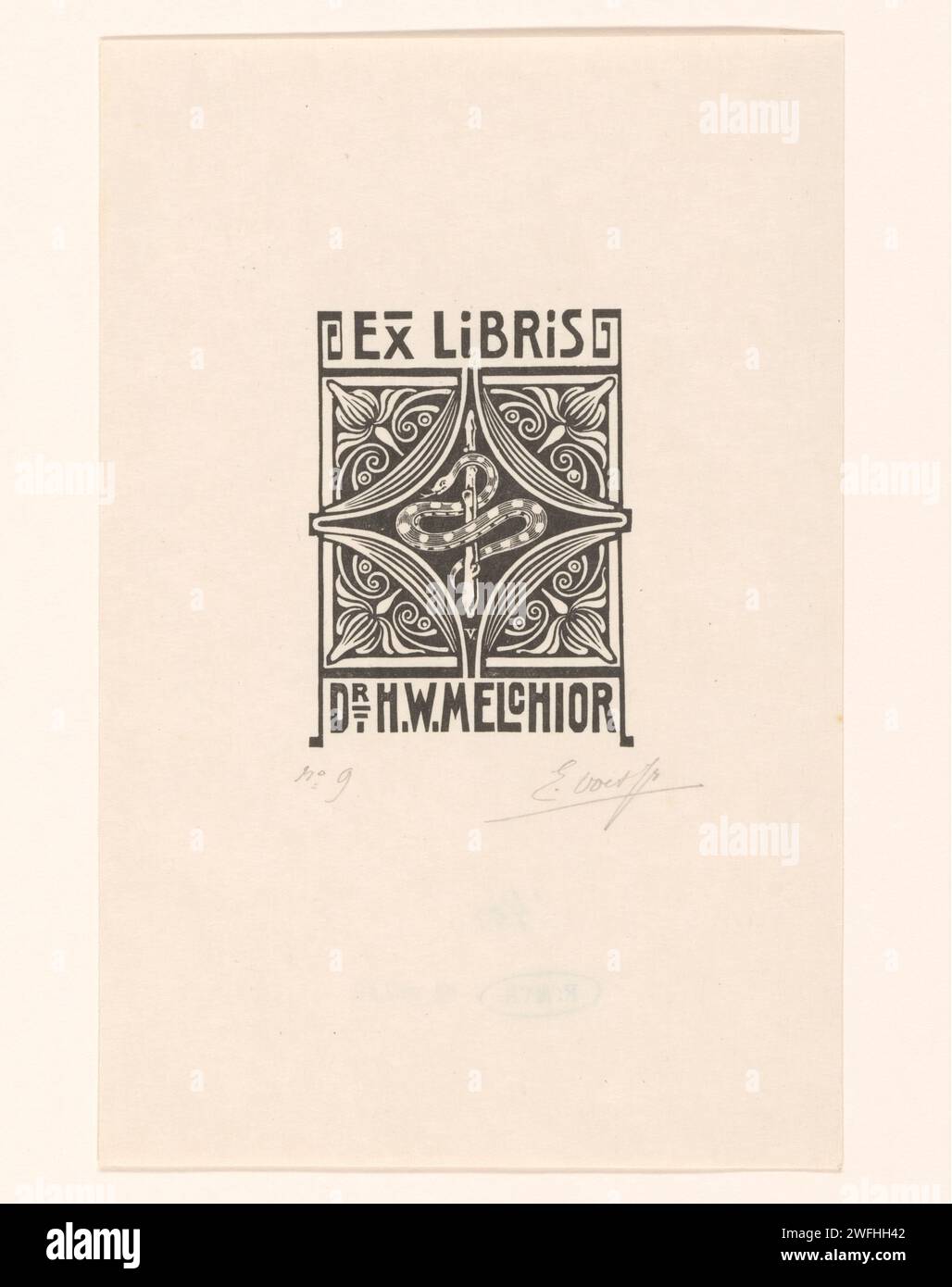 Ex Libris of Hendrik Willem Melchior, Elias Voet jr., 1884 - 1927 paper ...