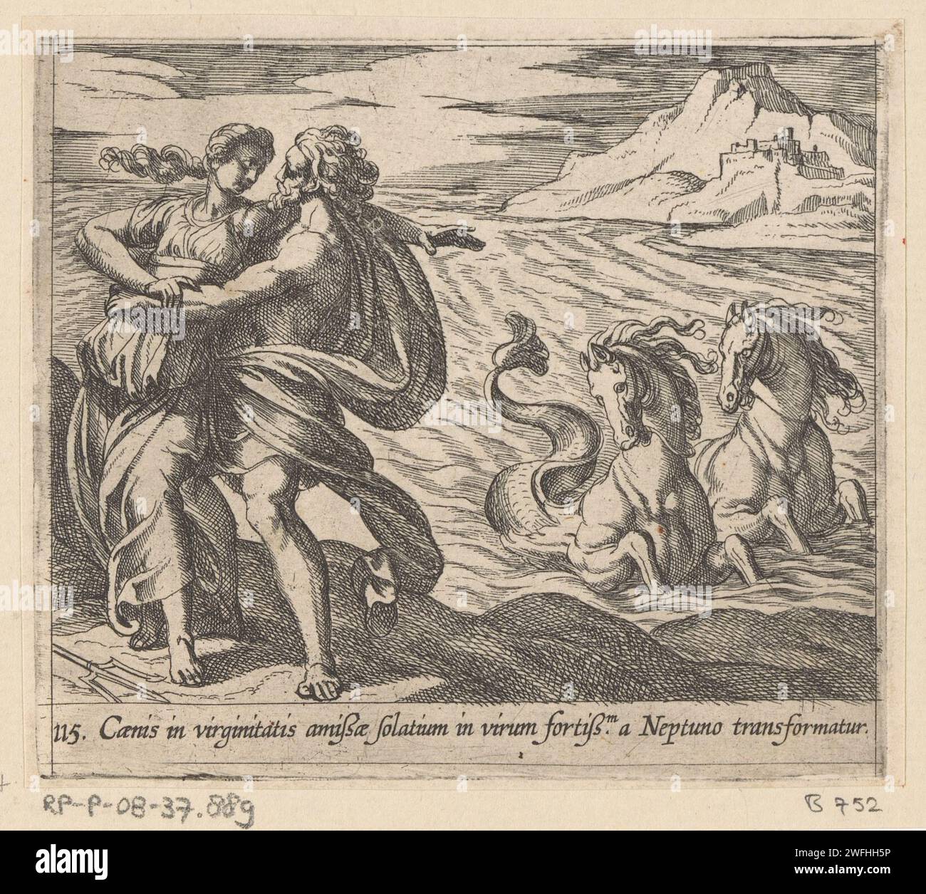 The rape of Caenis, Antonio Tempesta, 1606 print Neptunus is aging ...