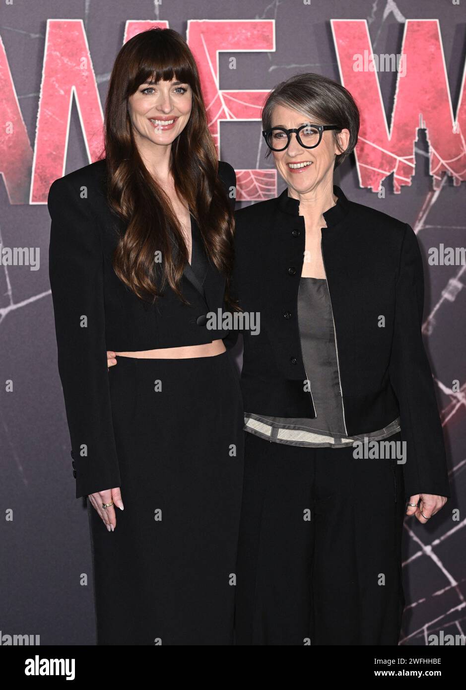 SJ Clarkson and Dakota Johnson at the Madame Web Photocall, Claridges ...