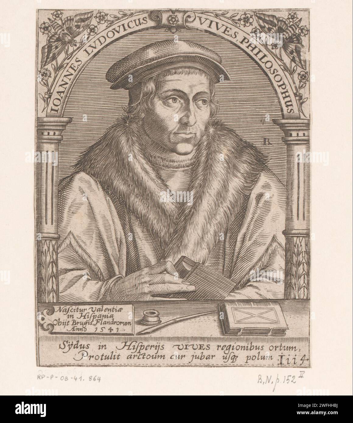 Portret Van Juan Luis Vives, Robert Boissard, 1597 - 1599 print ...