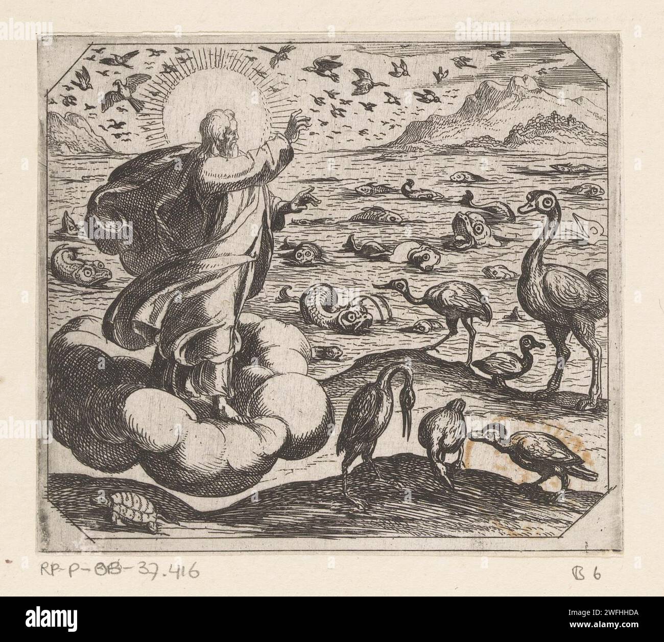 God creates the birds and the fish, Antonio Tempesta, After Rafaël ...