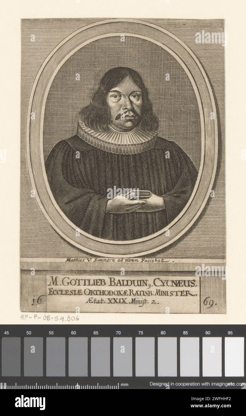 Portrait van Gottlieb Balduin, Matthias van Sommer, 1669 print Germany ...