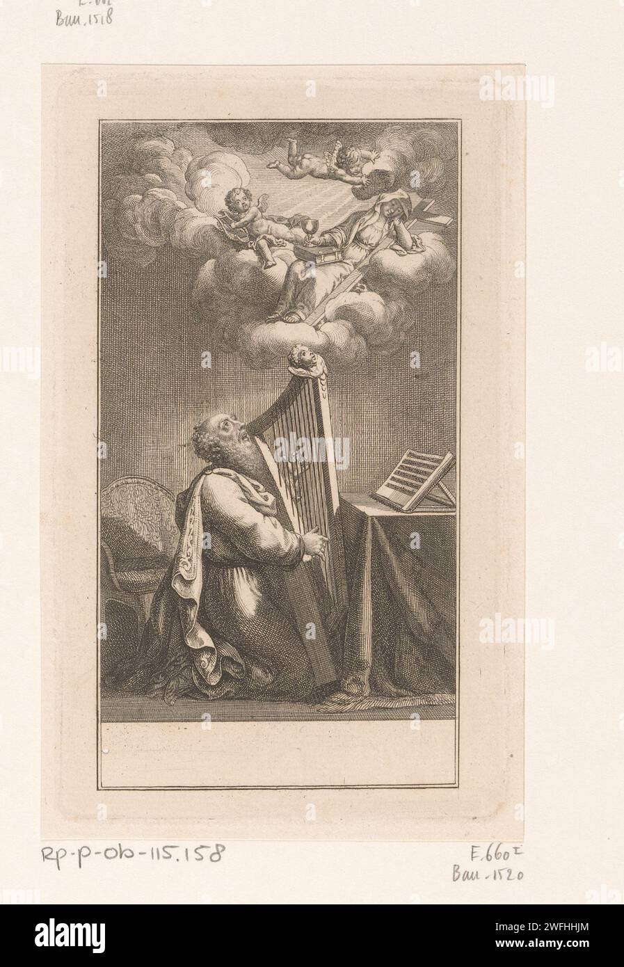 King David plays on the harp, Daniel Nikolaus Chodowiecki, 1791 print ...