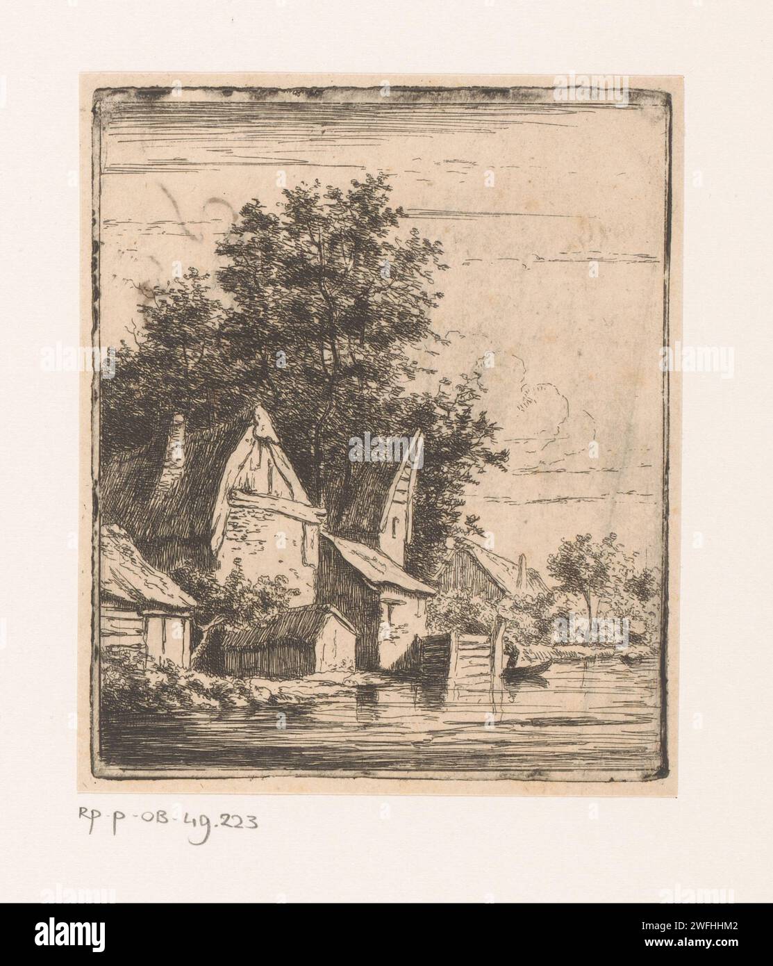 Small buildings on the water, Jean Théodore Joseph Linnig, After Herman ...