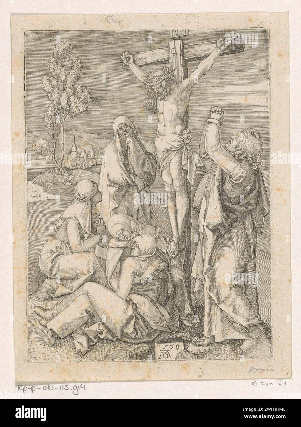 Crucifixion, Anonymous, Albrecht Dürer, 1508 - 1599 print paper engraving crucified Christ with ...