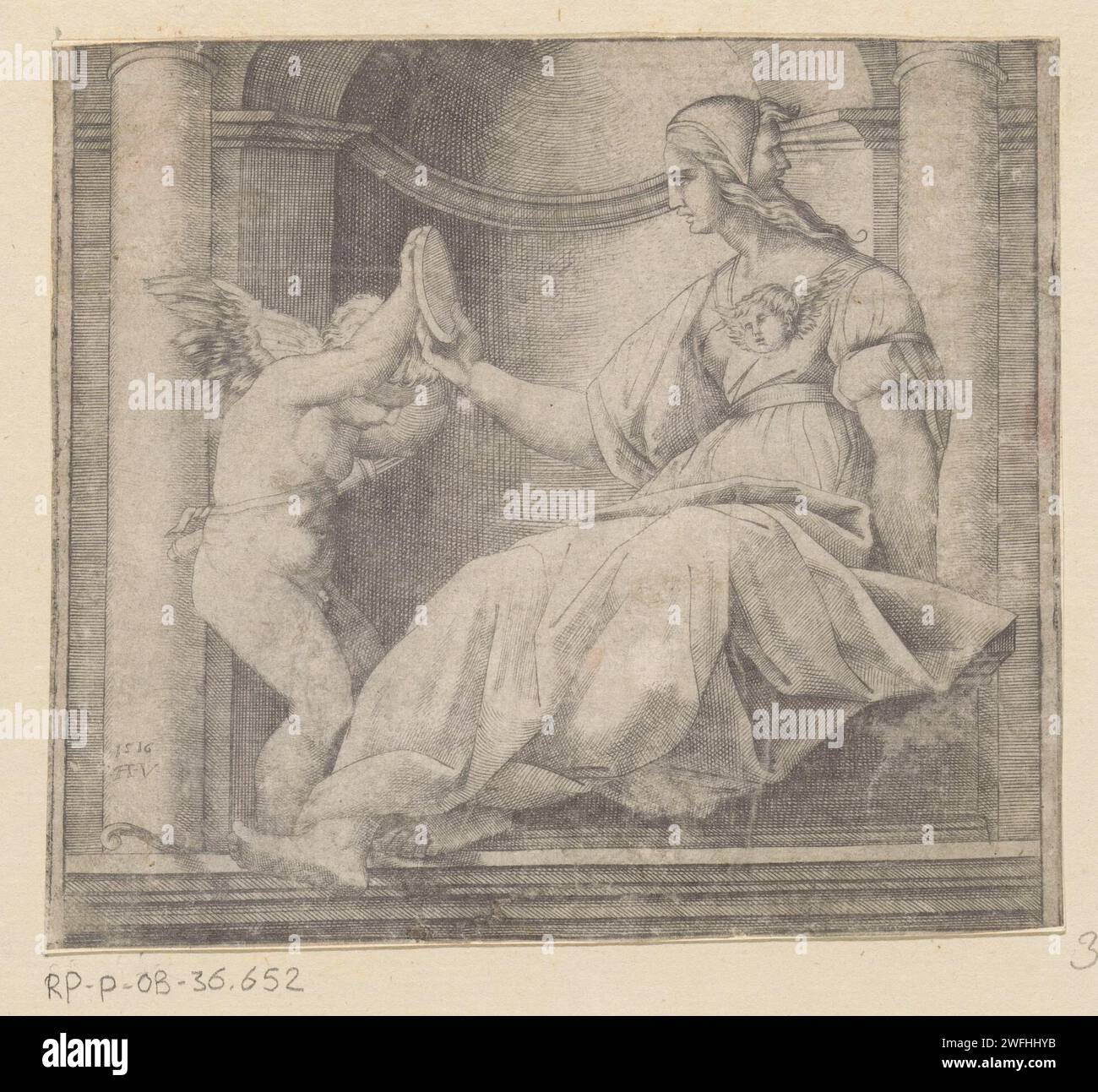 Caution, Agostino Veneziano, 1516 print The female personification of ...