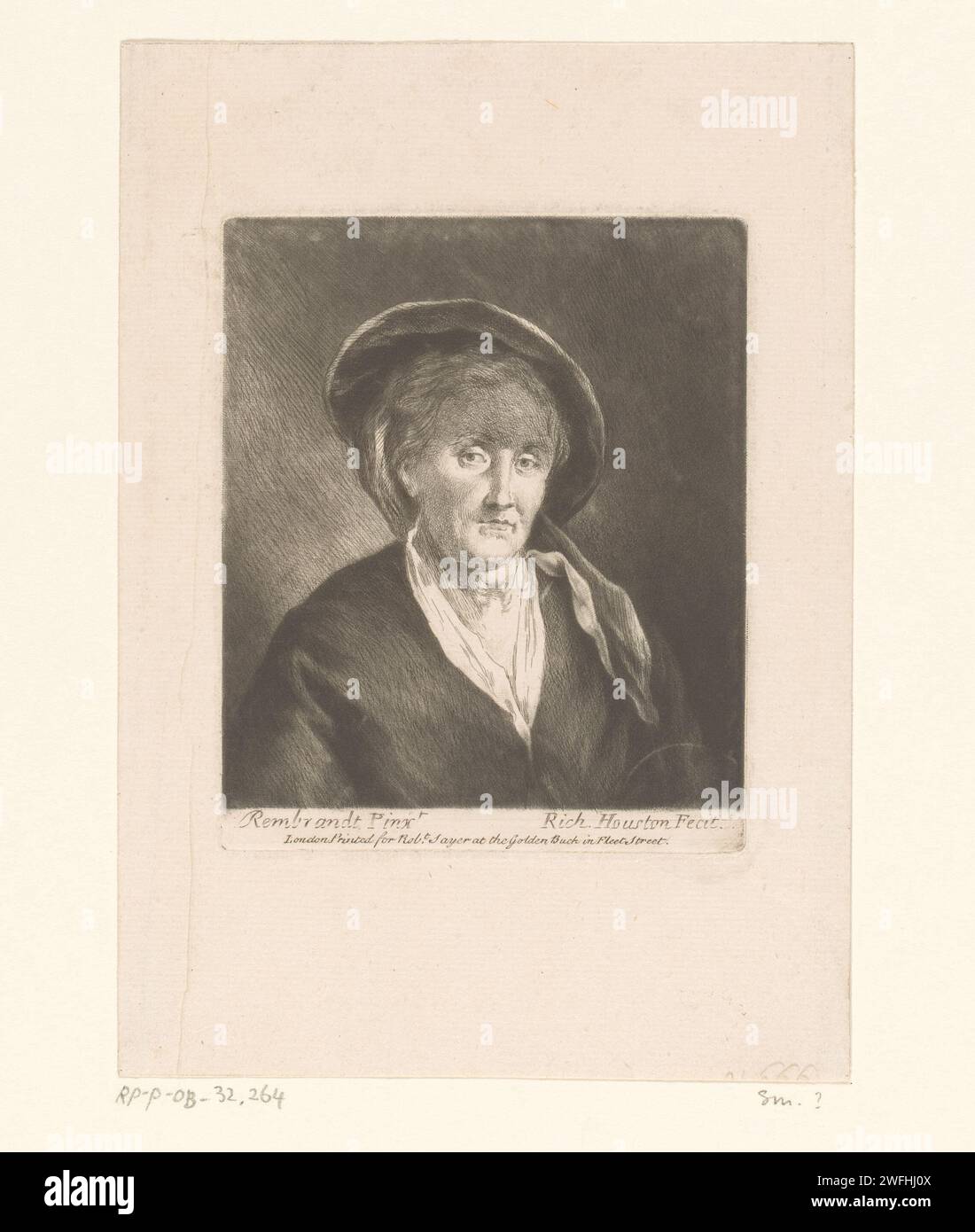 Woman with a round hat, Richard Houston, after Rembrandt van Rijn, 1745 ...