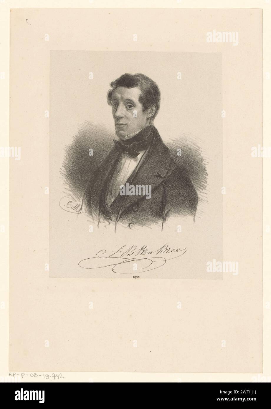 Portrait of Johannes Bernardus van Bree, Unknown, 1835 print Under the ...
