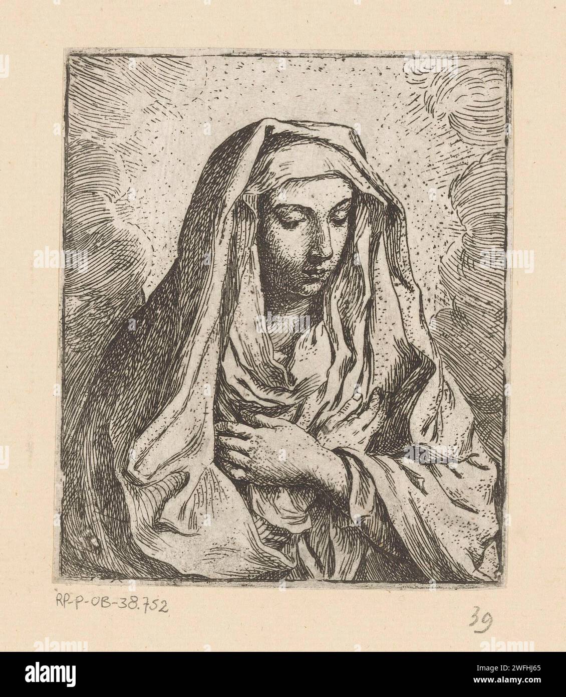 Maria, Elisabetta Sirii, 1648 - 1665 print Bust of Maria, her hands ...