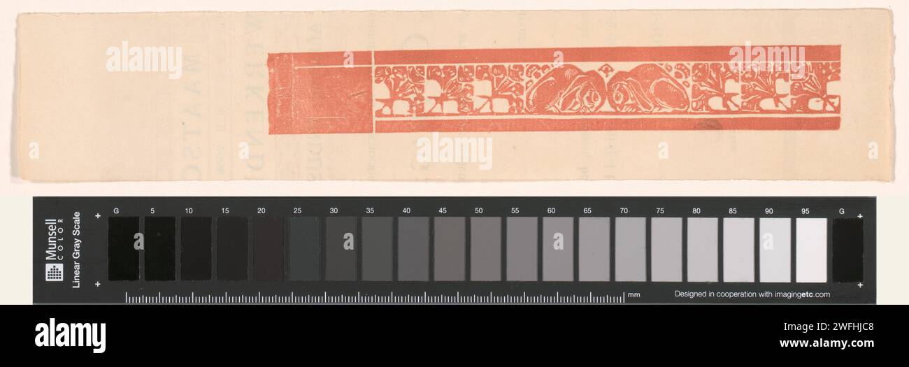 Ornamentic edge with rabbits, Bernard Willem Wierink, c. 1910 print ...