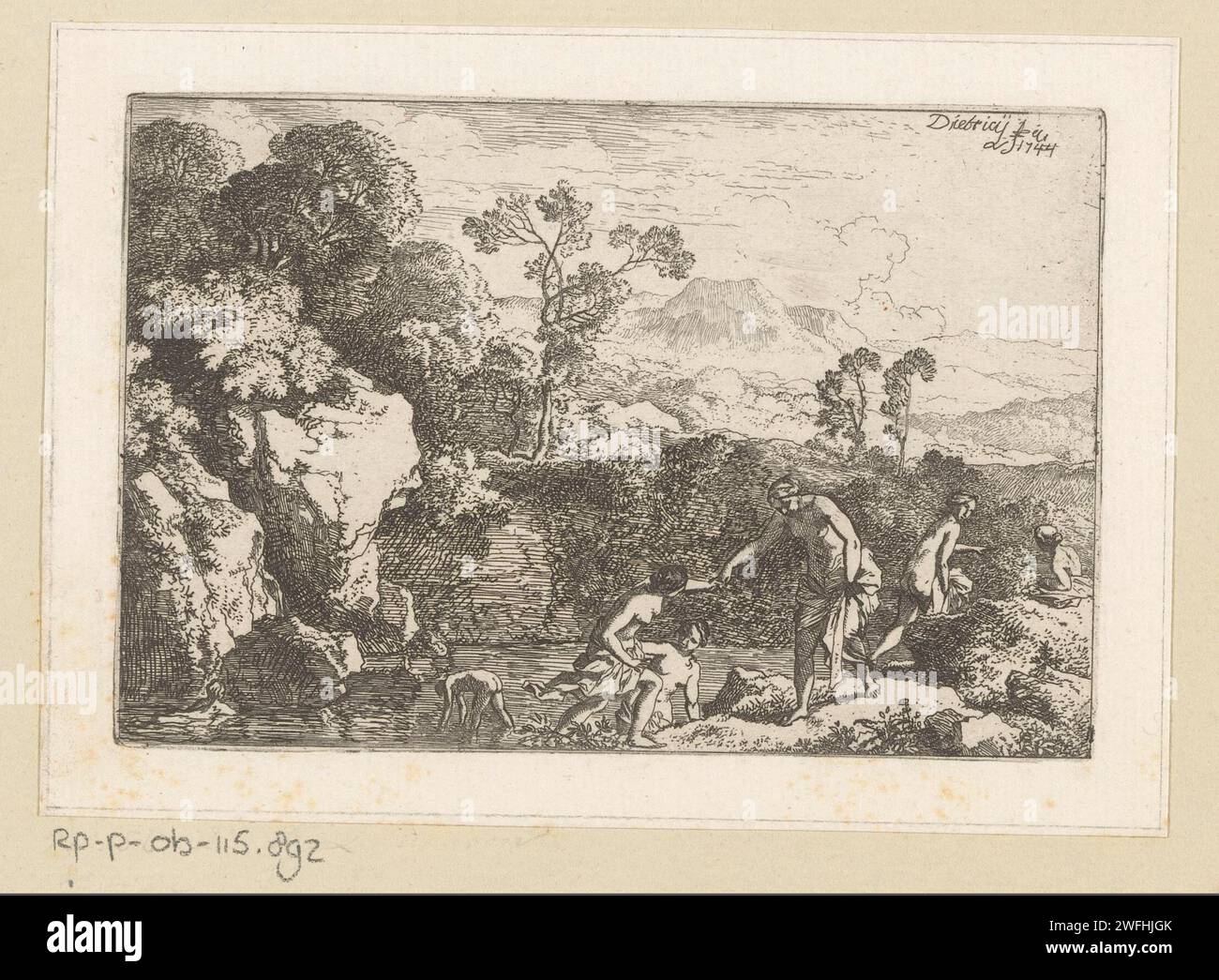 Arcadisch Landschap Met Bathenden Nimfen, Christian Wilhelm Ernst ...