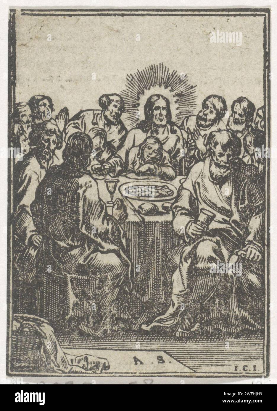 Last Supper, Jan Christoffel Jegher, after Antoine Sallaert, 1649 print ...