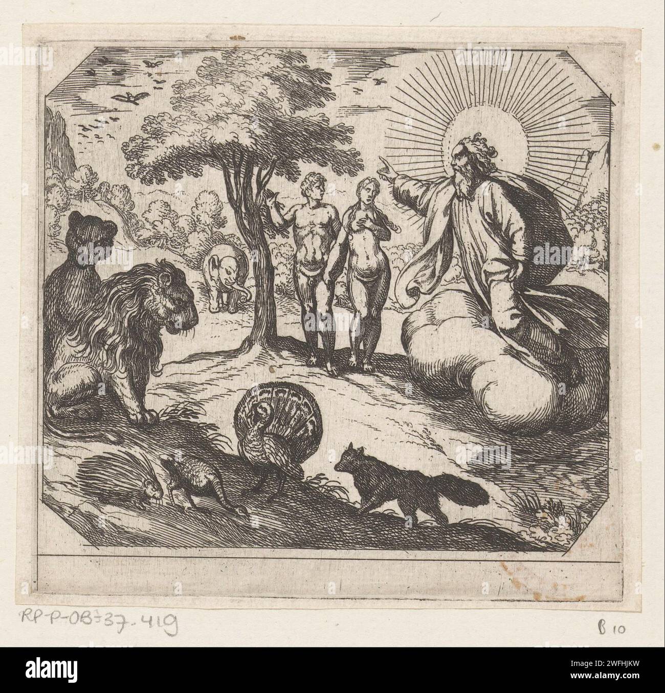 God forbids Adam and Eva of the Tree of Knowledge, Antonio Tempesta, After Rafaël, After ...