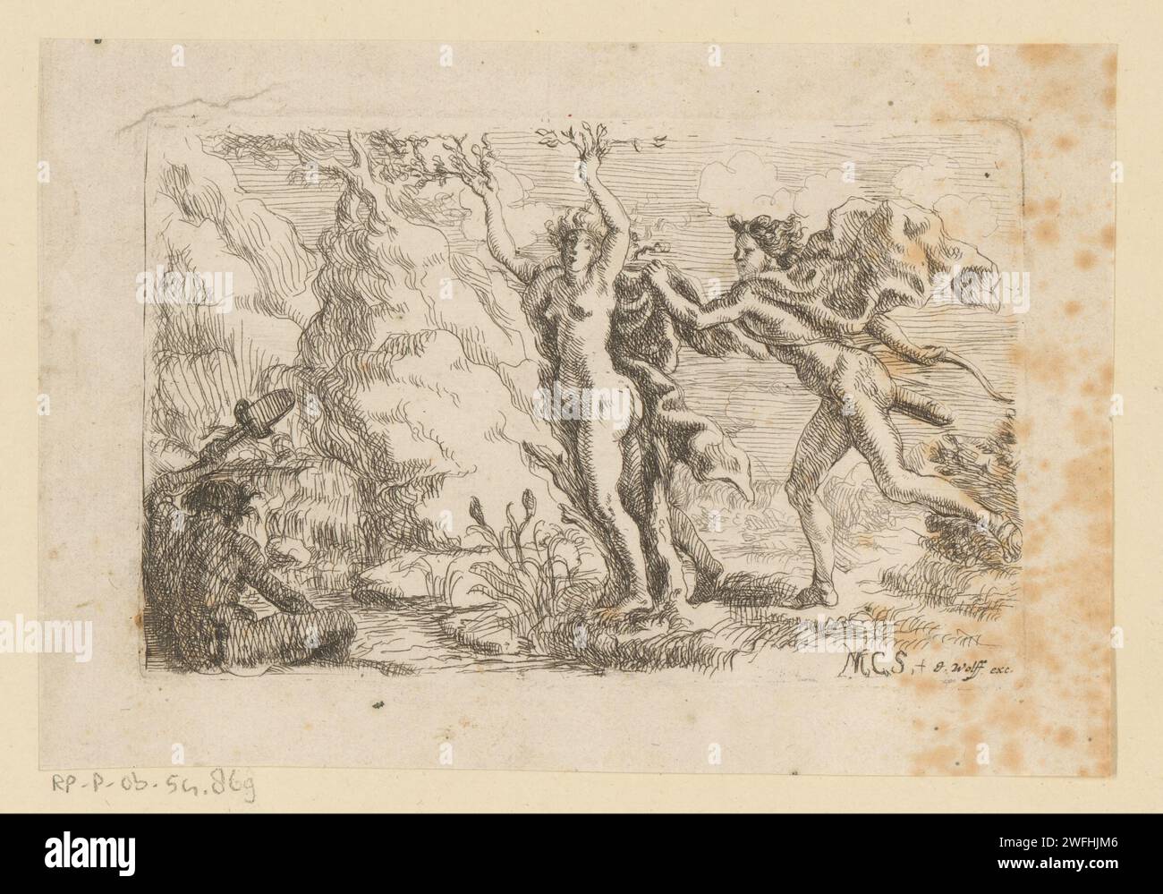 Apollo en Daphne, Marc Christoph Steudner, 1686 - 1704 print Augsburg ...