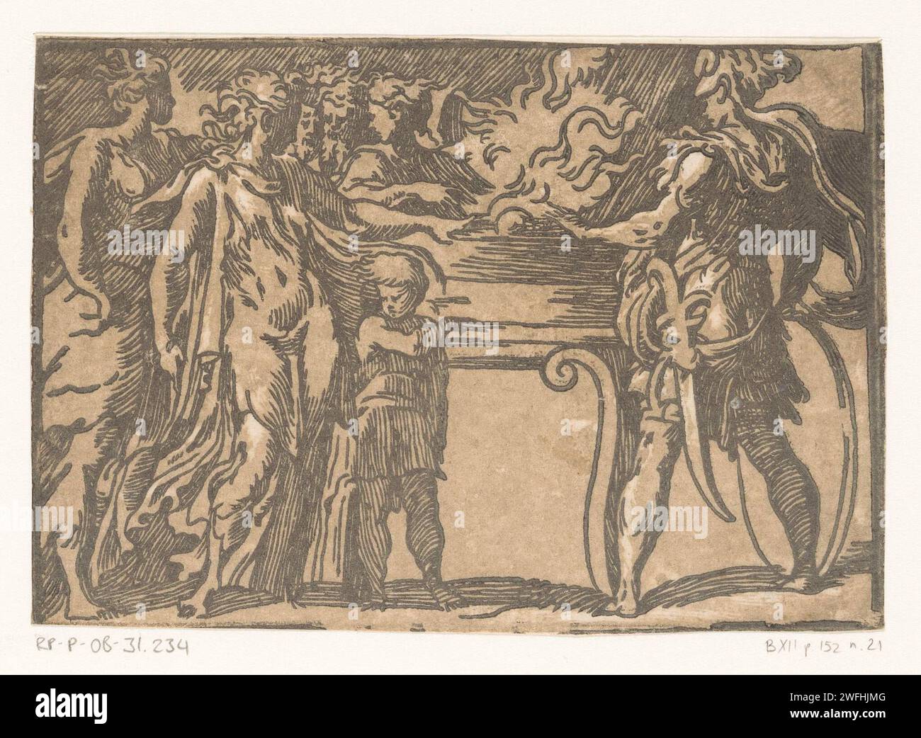 Mucius Steekt Zijn hand in a het vuur, Antonio da trento, after ...