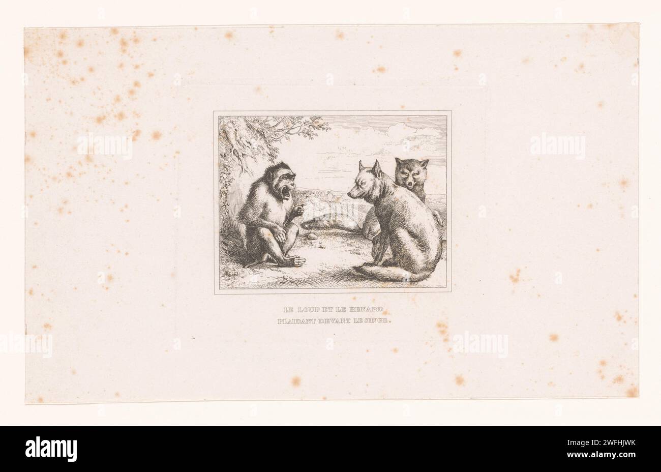 Court of the monkey, Eugène Verboeckhoven, 1808 - 1881 print Scene from ...