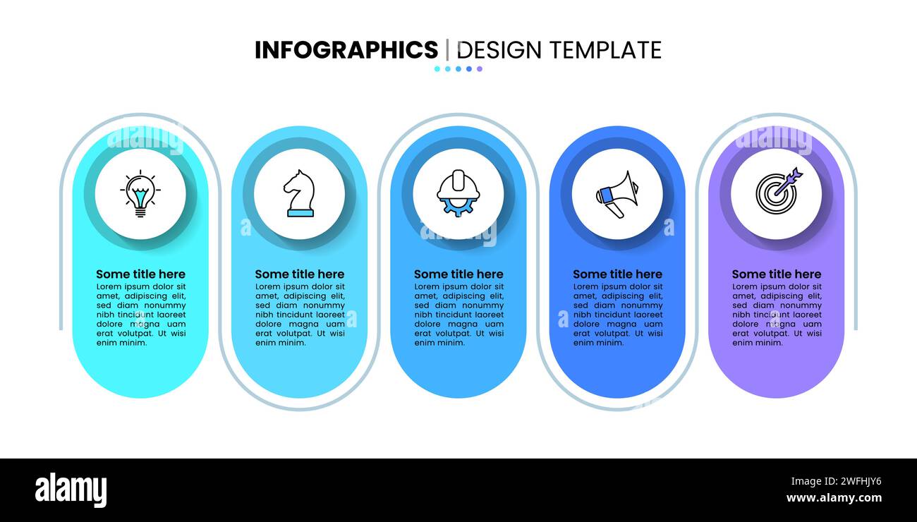 Infographic template with icons and 5 options or steps. Linked banners ...