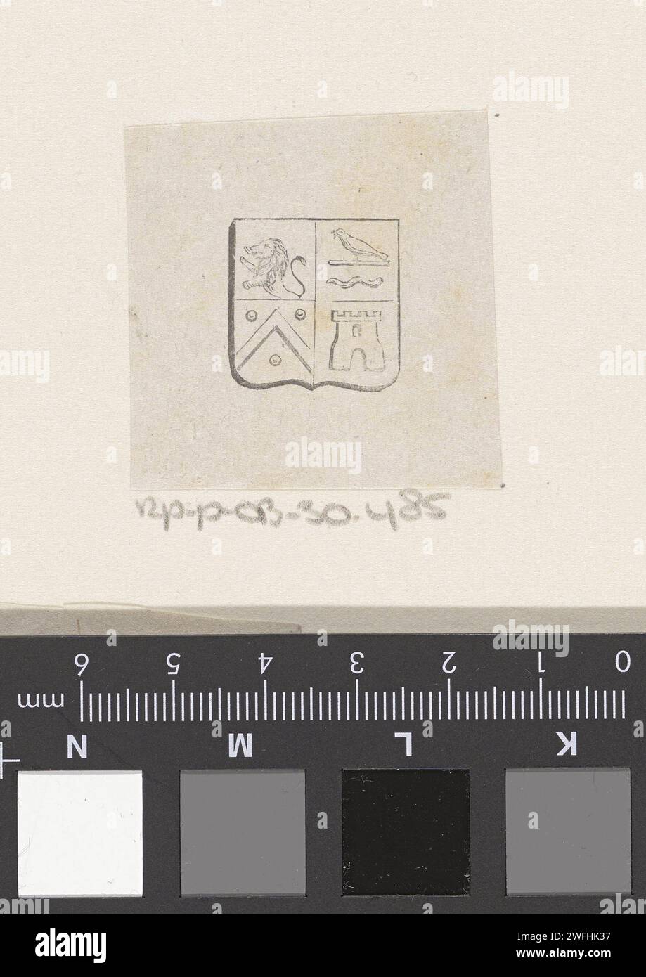 Vignette with a weapon with a lion, a tower and a bird, Isaac ...