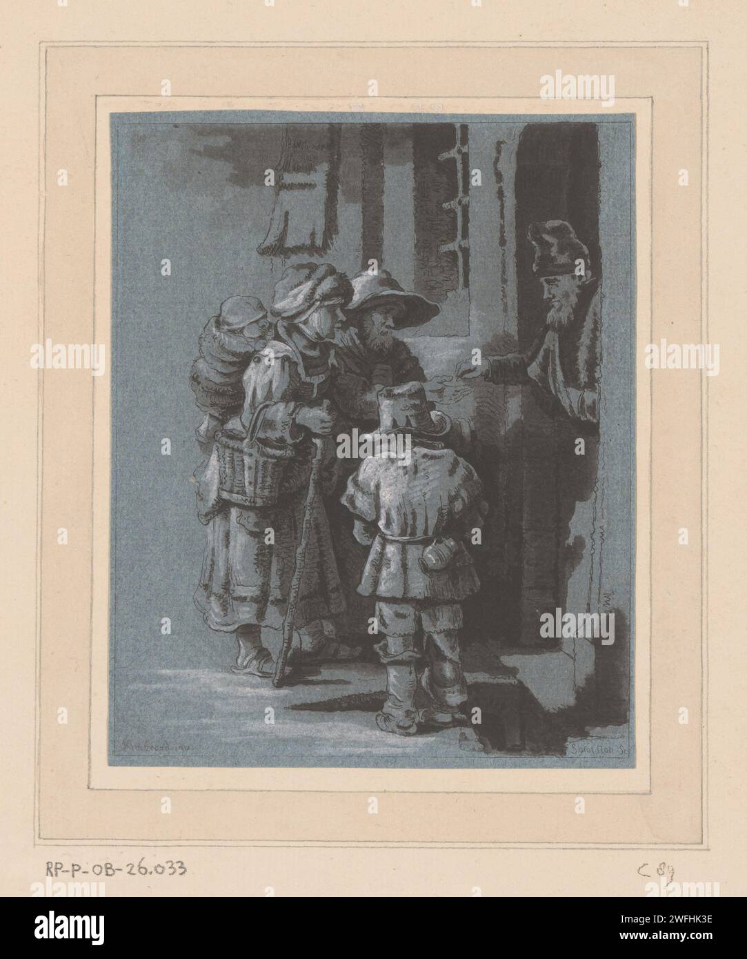 A blind hurlist with family receives an alms, Richard de Saint -Non ...