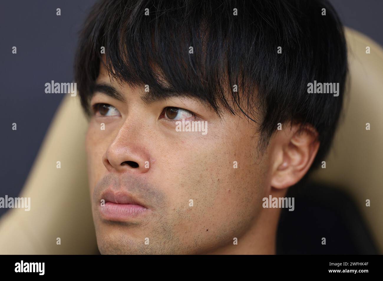 Doha Qatar 31st Jan 2024 Japans Mitoma Kaoru Sits On The Bench