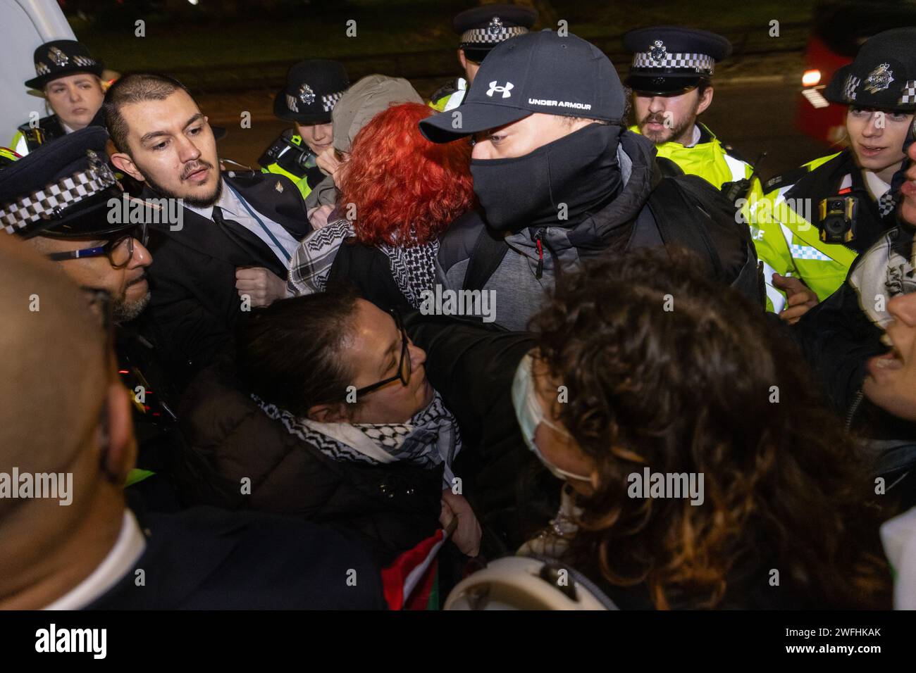 London, UK. 30th January, 2024. Anti-arms trade campaigners call for an ...