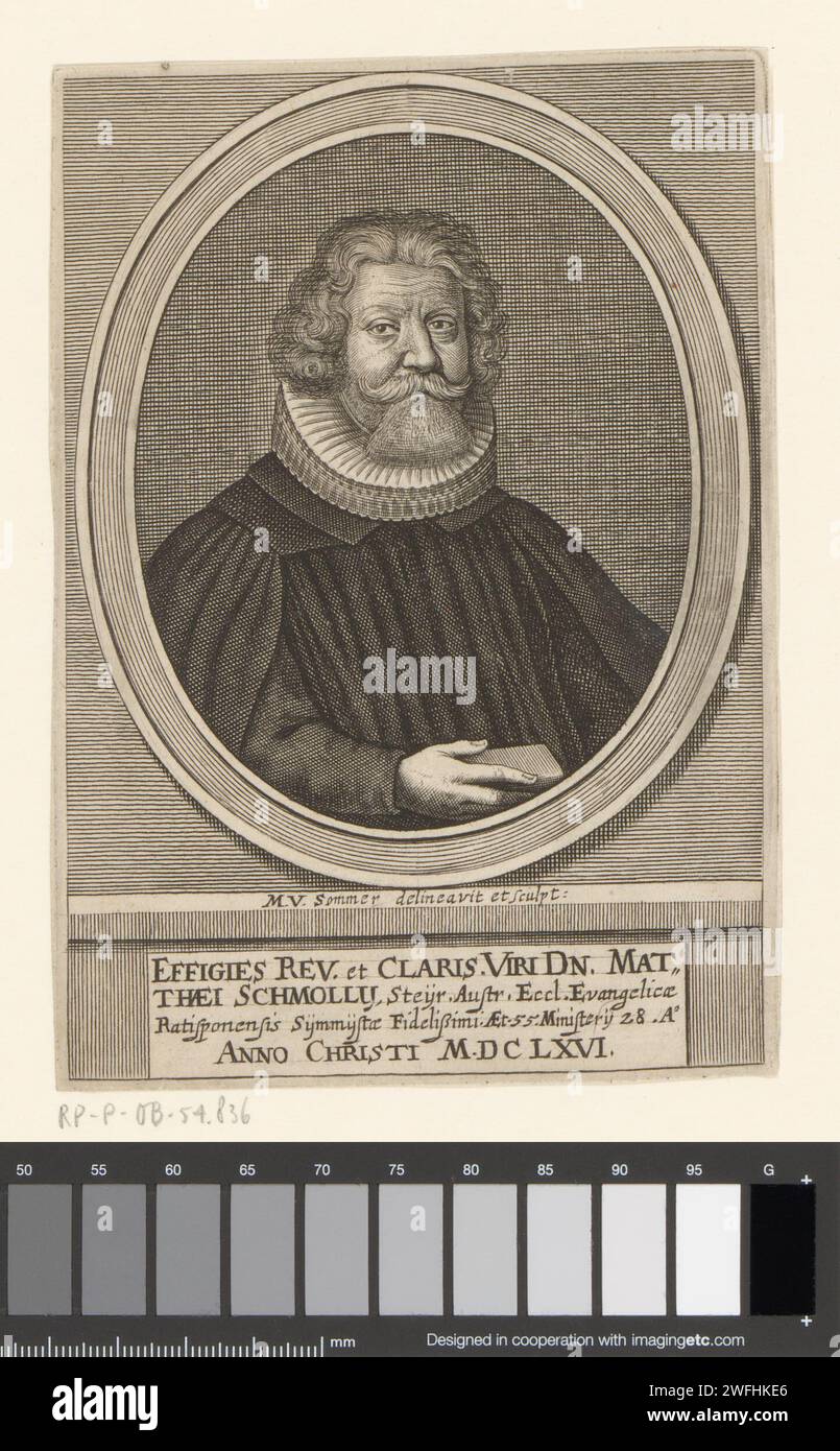 PortraT van Matthäus Schmoll, Matthias van Sommer, 1666 print Germany ...