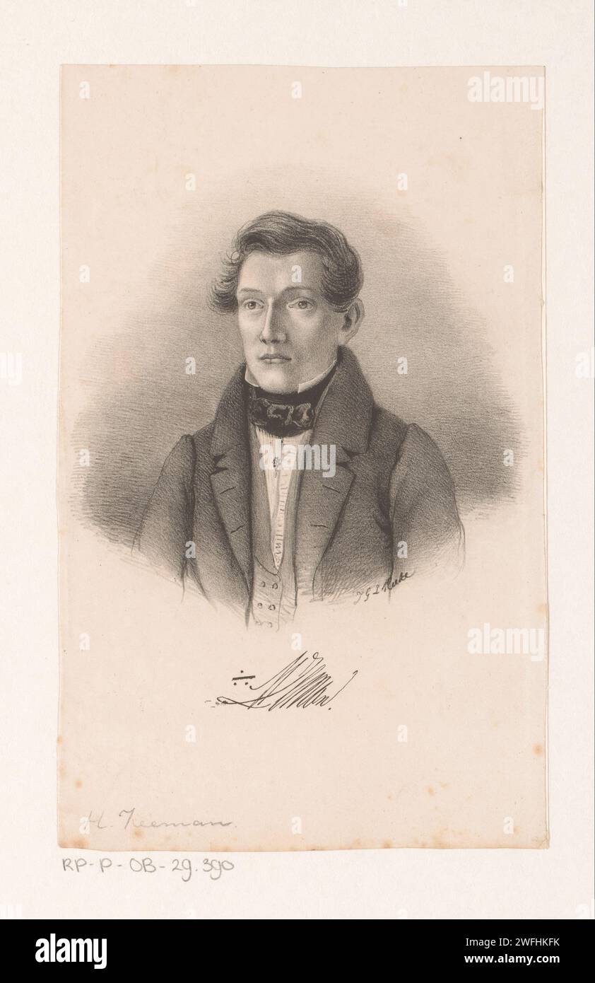 Portrait of H. Zeeman, Johan George Lodewijk Rieke, 1827 - 1898 print ...